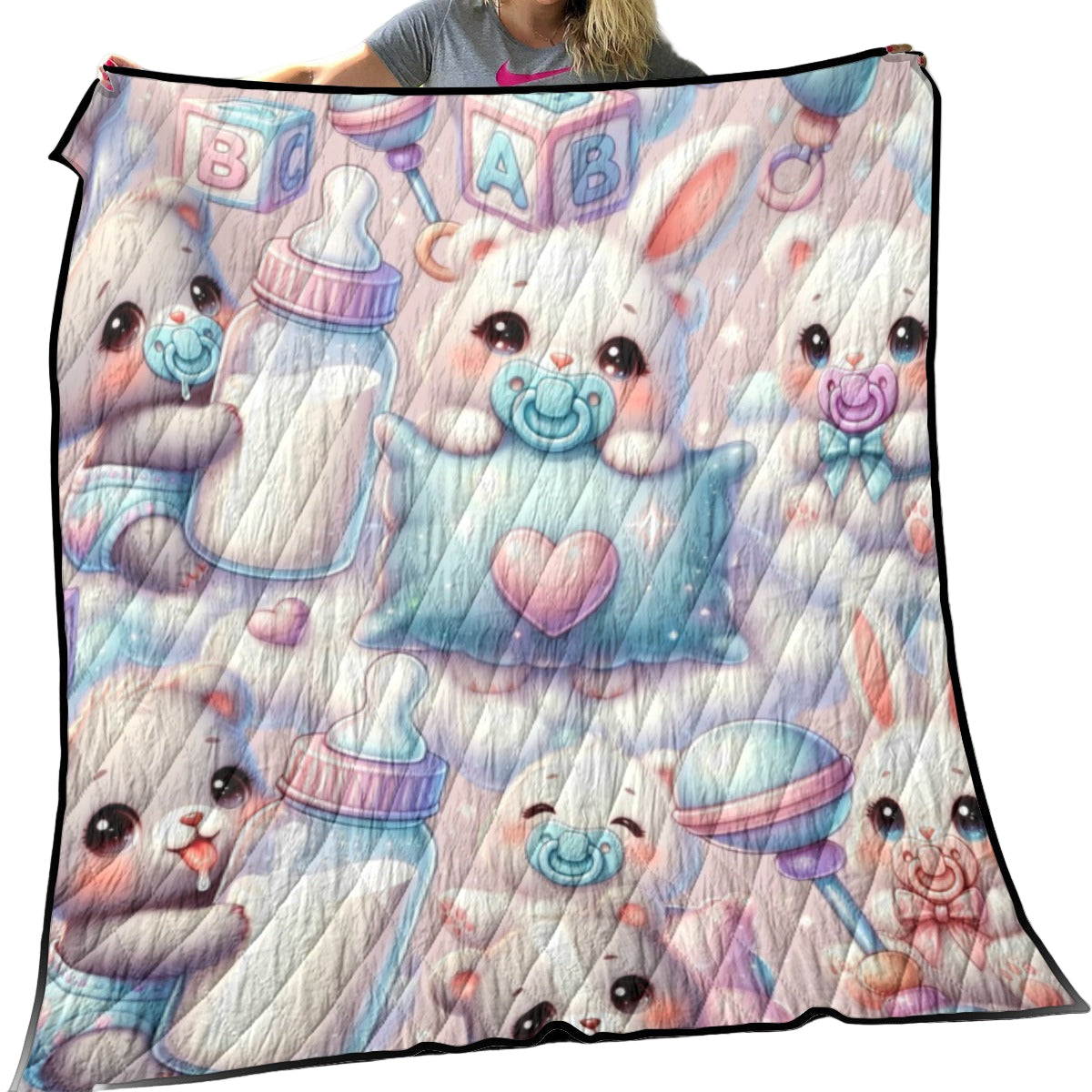 Adorable Baby Bunny ABDL Quilt – Cozy Regression Blanket for Little Sp ...